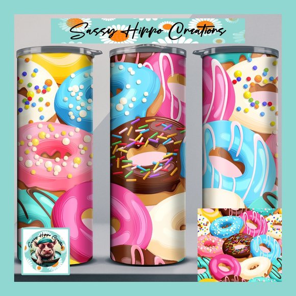 Sassy Hippo Creations | Dining | Skinny Tumbler Frosted Donuts Galore ...